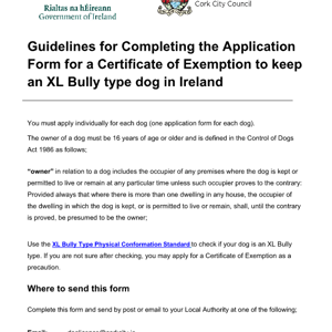 New Ownership Rules In Relation To XL Bully Type Dogs - Cork City Council